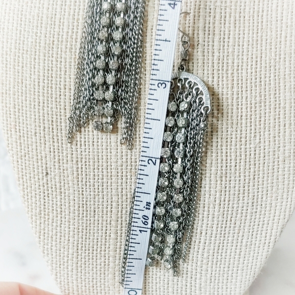 Jewelry | Silver Sparkly Chain Chandelier Earrings | Poshmark